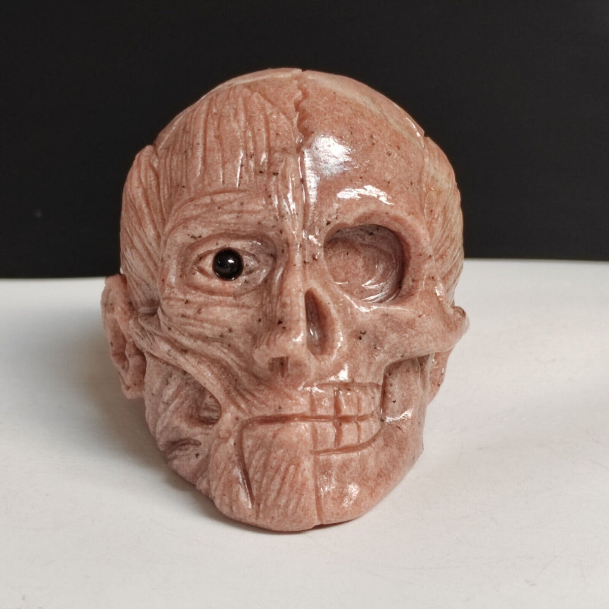 Hand-Carved Natural Quartzite Mineral Specimen Skull, Human Face Sculp ...