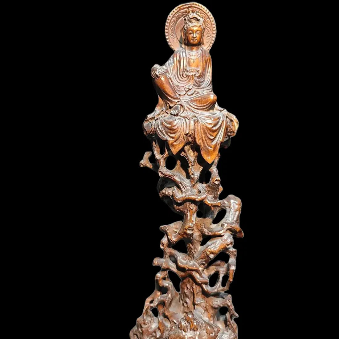 Boxwood Carved Sculpture Goddess Guanyin Buddha Statue – Beads of Paradise