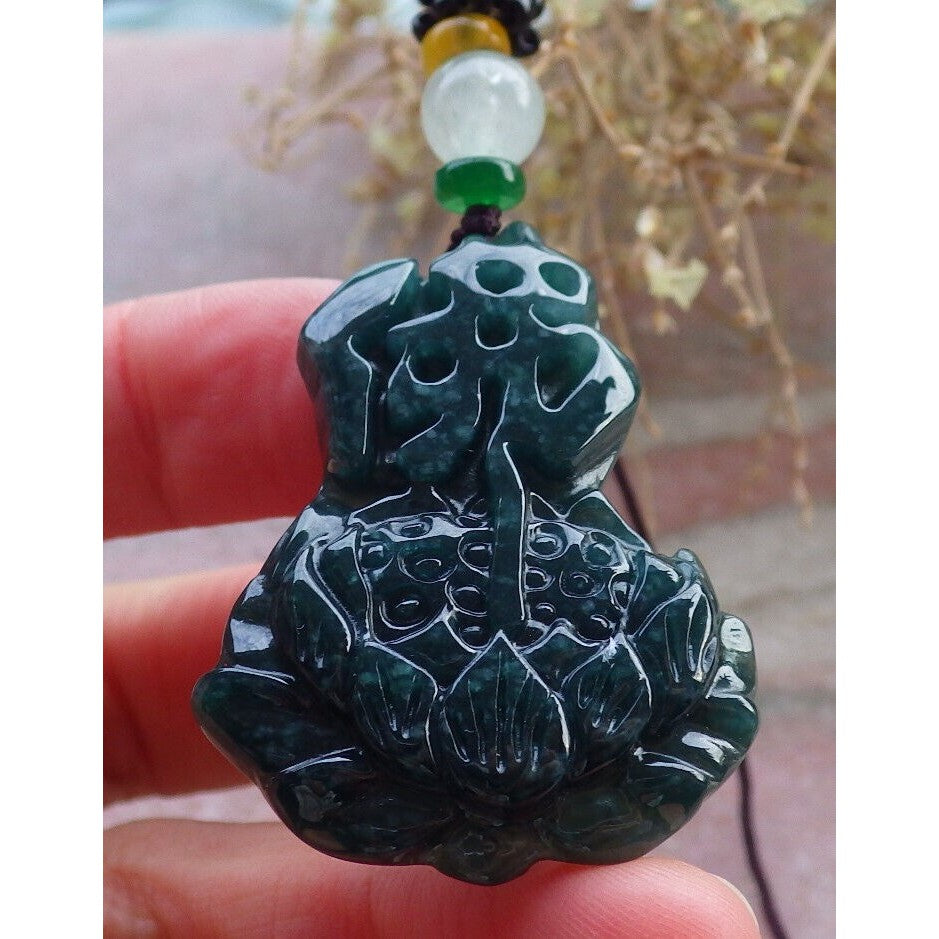 Certified Green Burma Natural A Jade Jadeite Pendant Lotus Flower Budd ...