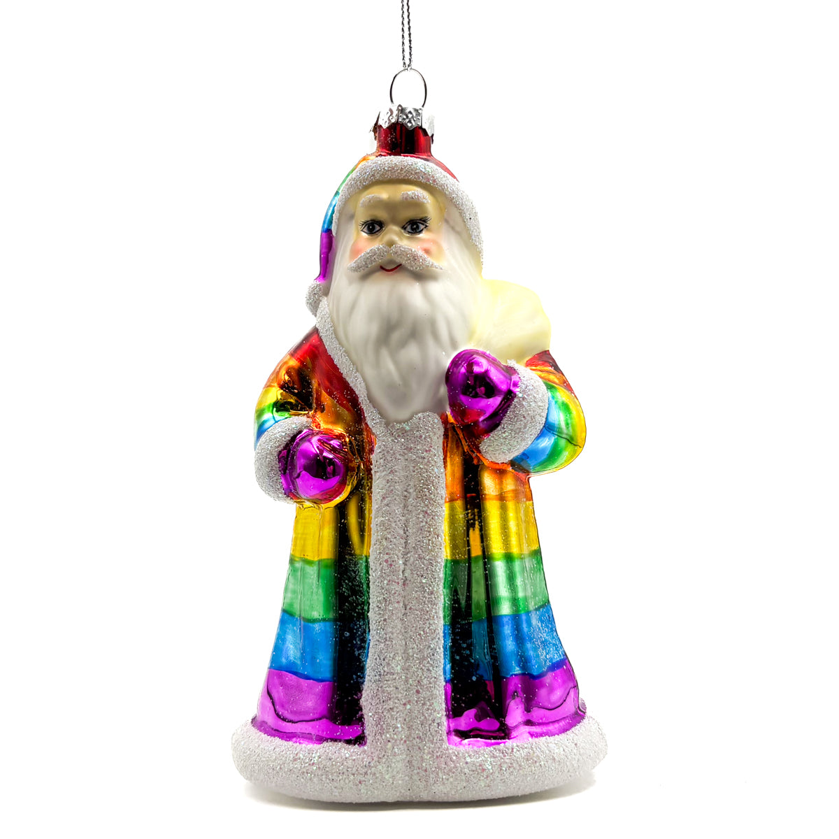 Rainbow Santa Glass Ornament – Beads of Paradise