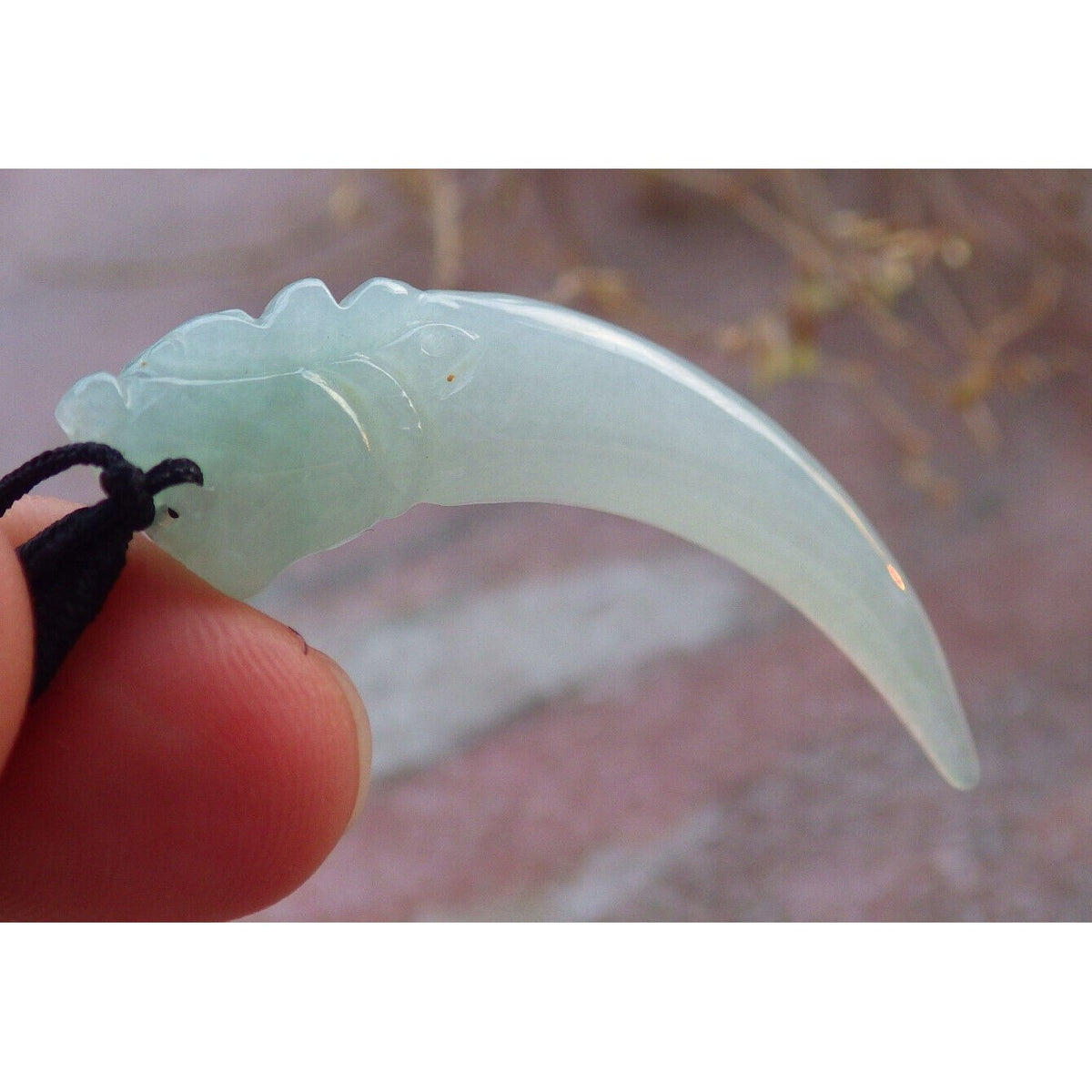 Certified Green 100% Natural Burma A Jade Jadeite Pendant Dragon Tooth ...