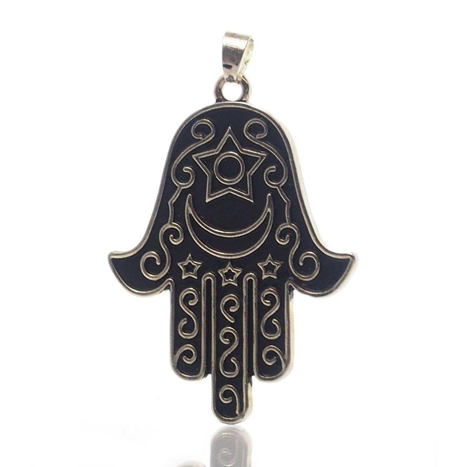White Brass Hamsa Pendant – Beads of Paradise