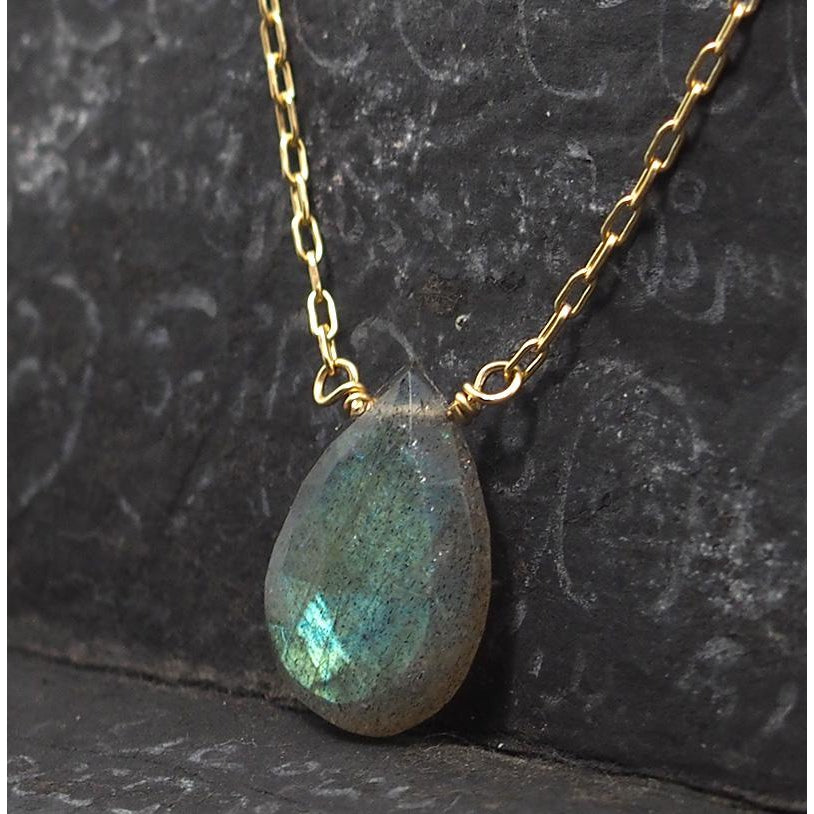Labradorite Necklace On Gold Filled Chain With Sterling Gold Filled Tr ...