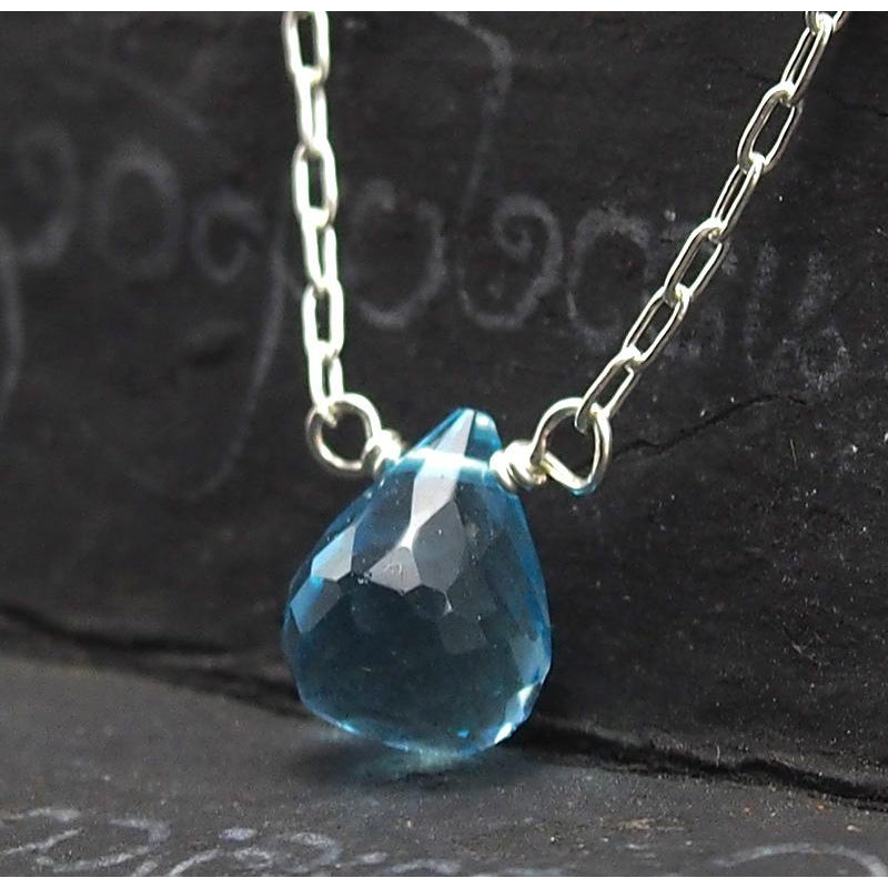 Blue Topaz Necklace On Sterling Silver Chain With Sterling Silver Trig ...