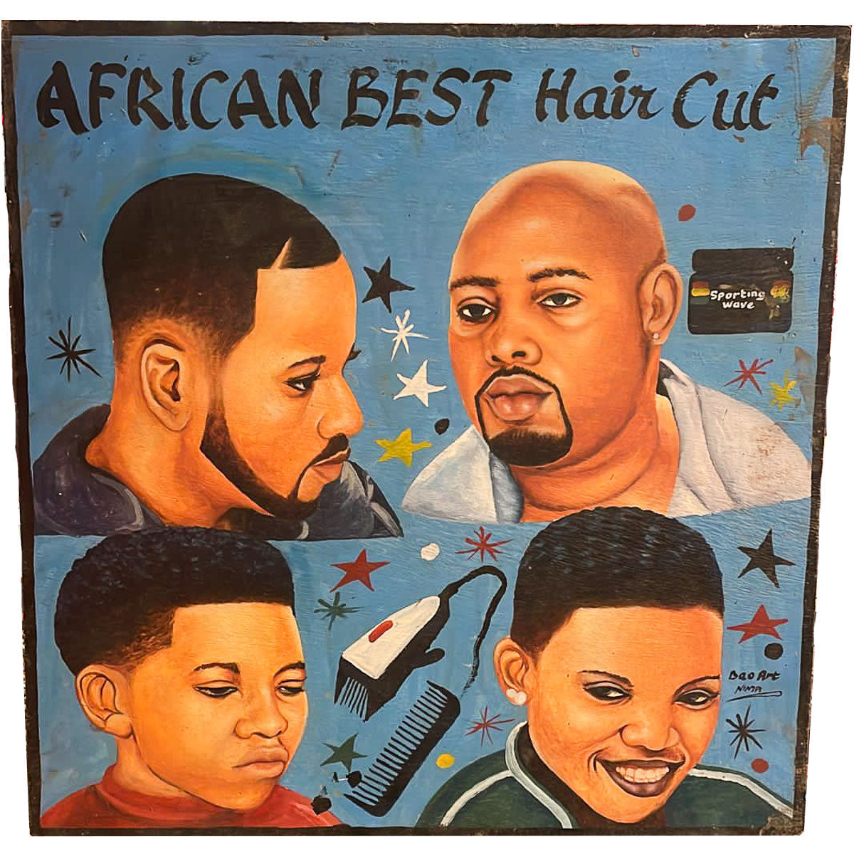 "African Best Hair Cut" Hand-Painted African Barber Shop Sign #648 ...